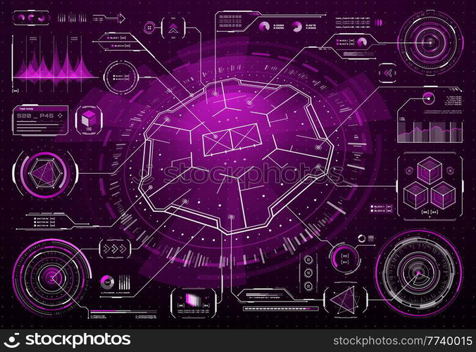 HUD futuristic prison security interface screen, safeguard movement and ...