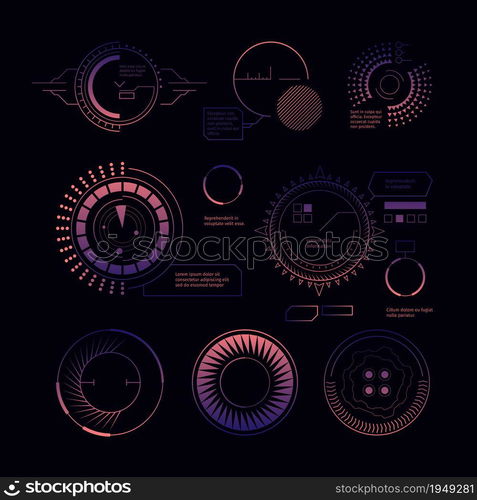Hud radar interface. Digital modern military weapons ui templates ...