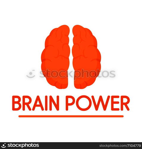 Human brain power logo. Flat illustration of human brain power vector ...