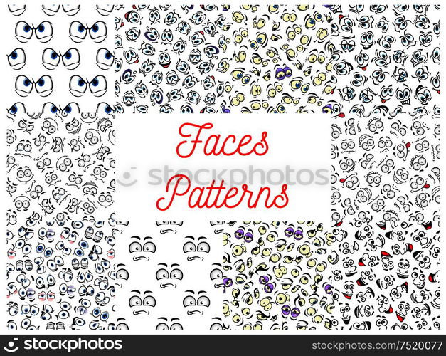 Human faces patterns. Vector pattern of cartoon emoticon faces with ...
