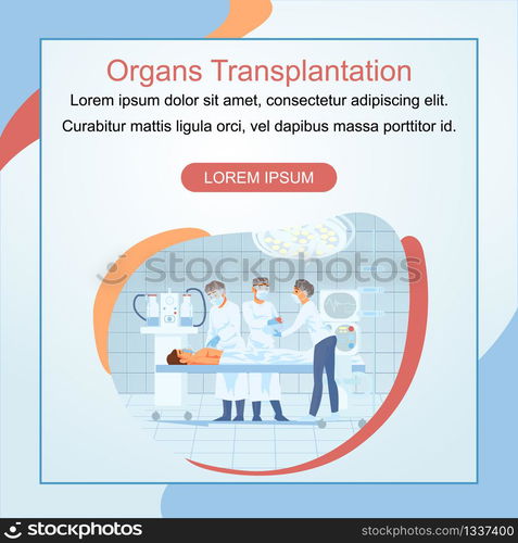 Human Organs Transplantation Cartoon Vector Square Web Banner. Nursery ...