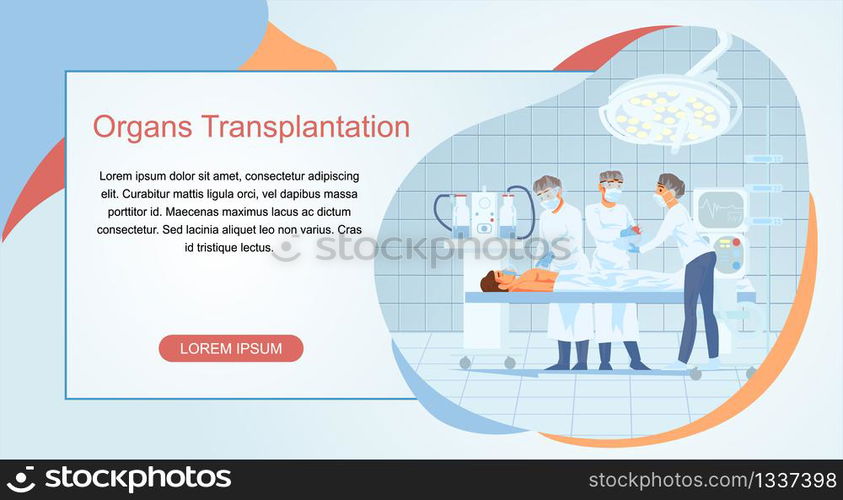 Human Organs Transplantation Cartoon Vector Web Banner. Nursery ...