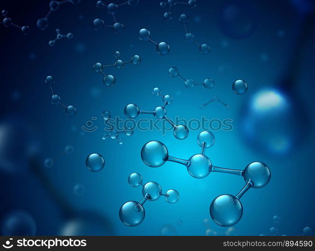 Hyaluronic acid molecules. Hydrated chemicals, molecular structure and ...