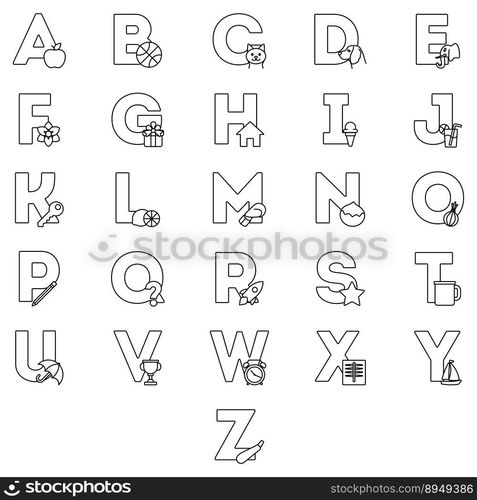 Icon Pack Alphabet Letters. Lineal. Icon Pack Alphabet Letters for kids ...