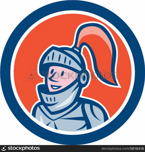 Illustration of a knight head in full armor facing front set inside ...