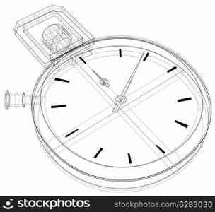 Illustration of stopwatch wireframe line drawing front view ...