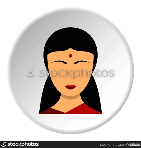 Indian girl icon in flat circle isolated on white vector illustration ...