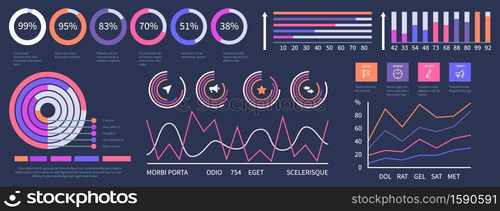 Infographic dashboard. Vector interface presentation elements set. Illustration of dashboard ...
