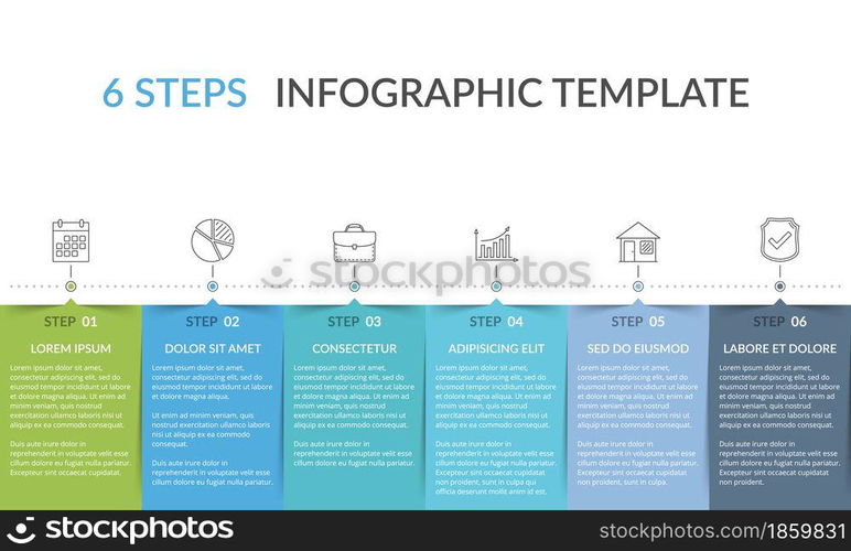 Infographic template with 6 steps, workflow, process chart, vector eps10 illustration ...