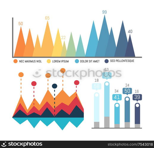 Infographics and flowcharts, tables and scales vector. Scheme with ...