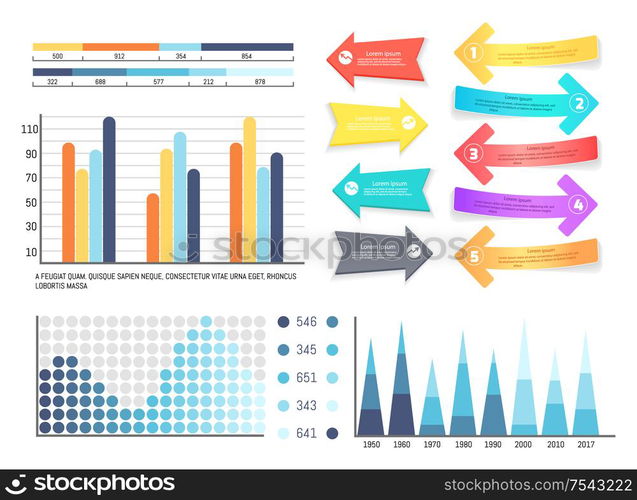 Infographics and pointers, information visual presentation vector ...