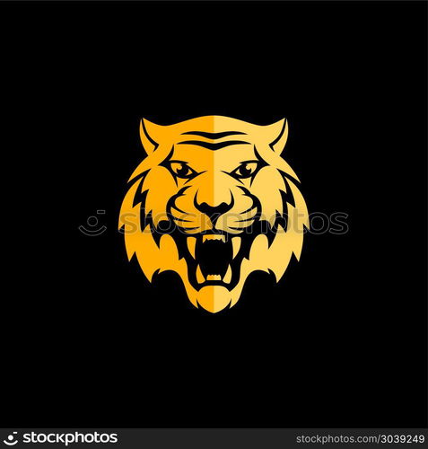 intimidating tiger front view theme logo template. intimidating tiger ...