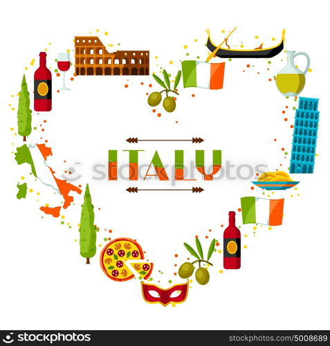 Italy background design. Italian symbols and objects. Italy background ...