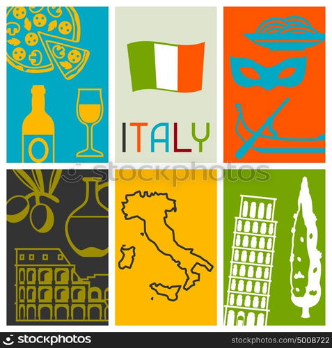 Italy background design. Italian symbols and objects. Italy background ...