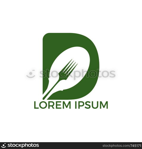 Letter D food logo vector illustration template. Spoon with letter D ...