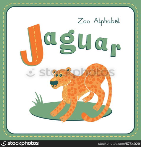 Letter J - Jaguar. Alphabet with cute animals. Vector illustration ...