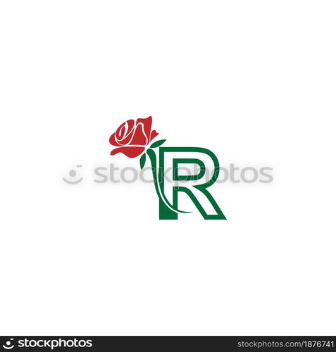 Letter R with rose icon logo vector template illustration — Stockphotos.com