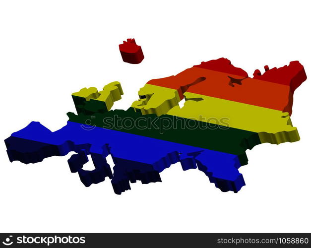 LGBT flag map of Europe Vector 3D.. LGBT flag map of Europe Vector 3D ...