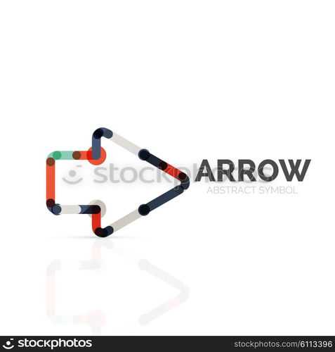 Linear arrow abstract logo, connected multicolored segments of lines in ...