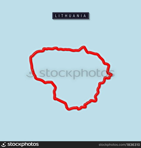 Lithuania bold outline map. Glossy red border with soft shadow. Country ...