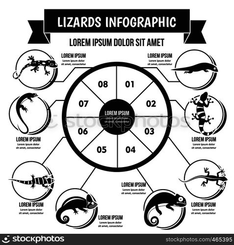 Lizards infographic banner concept. Simple illustration of lizards ...