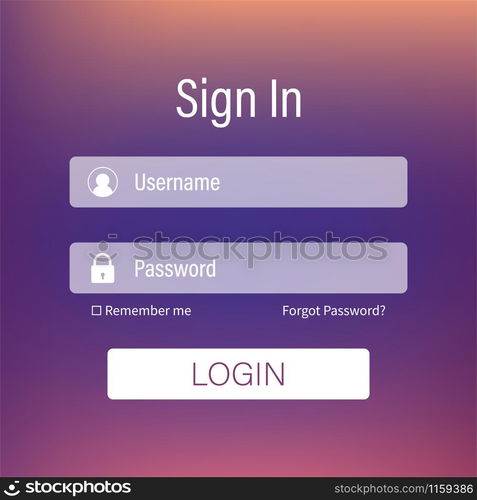 Login form page. Website ui vector elements. Vector stock illustration ...