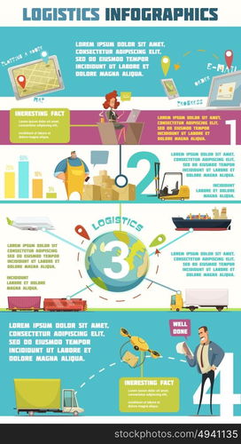 Logistics Infographic Set . Logistics infographic set with cargo and warehouse symbols cartoon ...