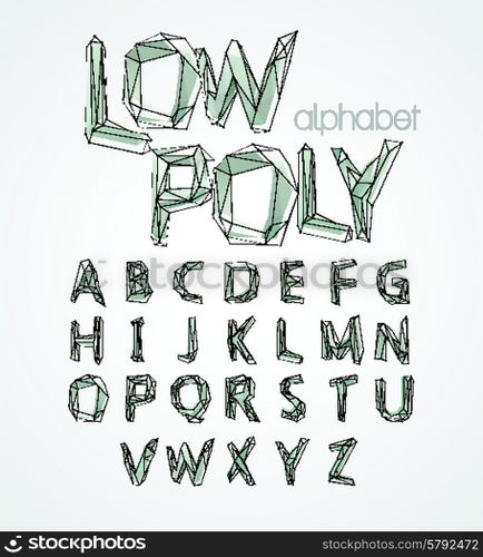 low poly alphabet font. Vector illustration. low poly alphabet font ...