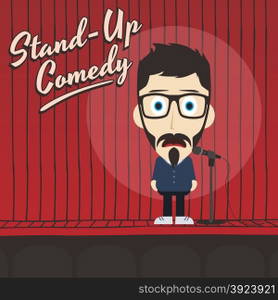 male stand up comedian cartoon character vector illustration. hilarious ...