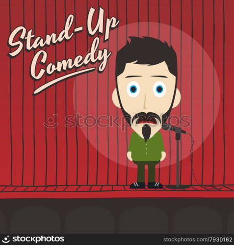 male stand up comedian cartoon character vector illustration. hilarious ...