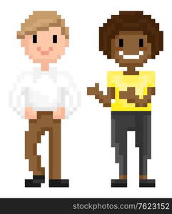 Man pixelated graphics of 8 bit game isolated character of pixel game ...