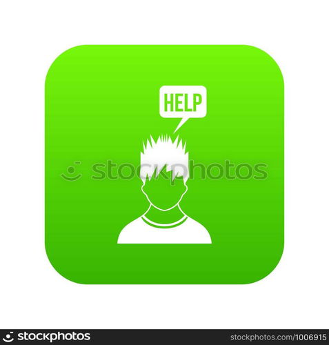 Man needs help icon digital green for any design isolated on white ...