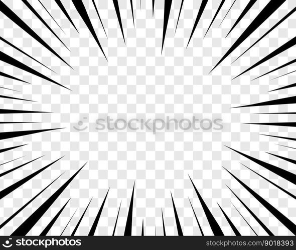 Manga book page template. Comic emphasis design. Radial black lines on ...