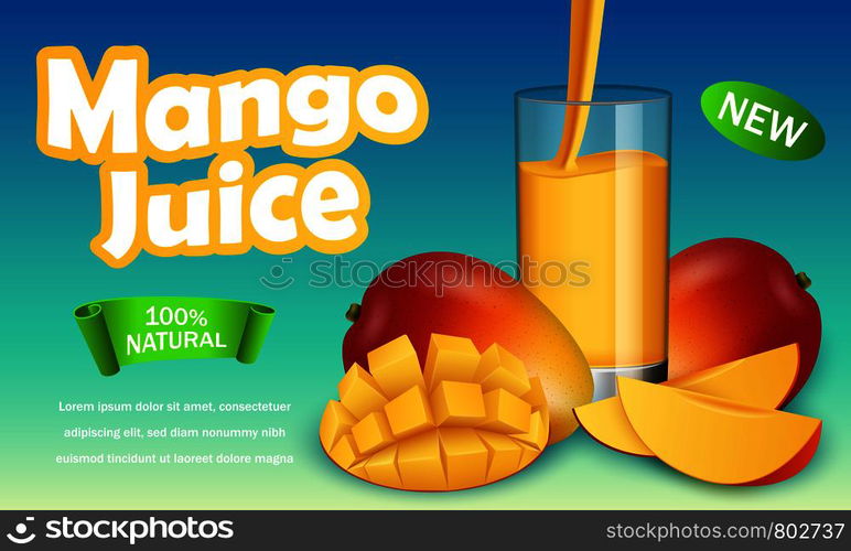 Mango banner. Realistic illustration of mango vector banner for web ...