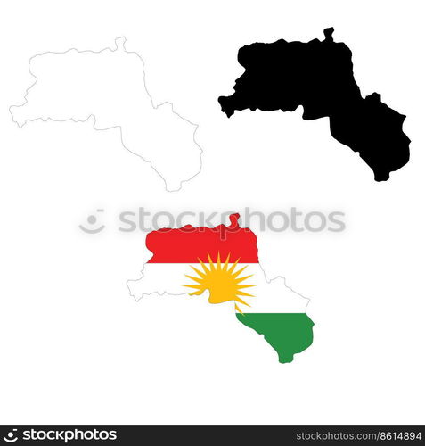 Map of Kurdistan. Flag of Kurdistan maps territory. Outline map ...