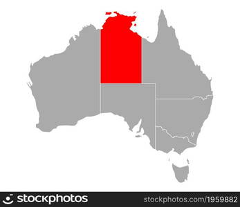 Map of Australia, Northern Treeitory highlighted. Political map of Australia with the several ...