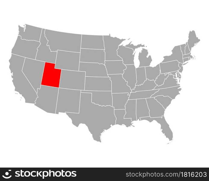 Map of the United States, Utah highlighted. Political map of United ...