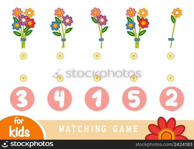 Matching education game for children. Count how many flowers and choose ...