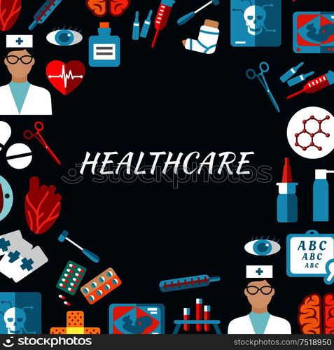 Medical infographic poster wallpaper with medication vector icons of ...