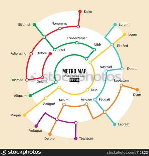 Metro Map Vector. Metro Map Vector. Imaginary Underground Map. Colorful ...
