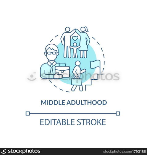 Middle adulthood development concept icon. Lifecycle process. Family ...