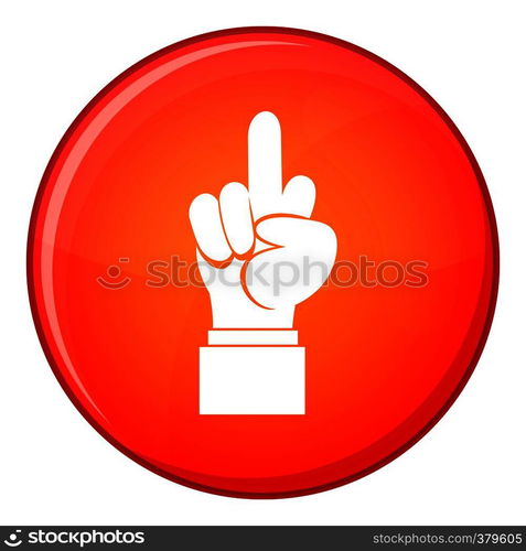 Middle finger hand sign icon in red circle isolated on white background ...
