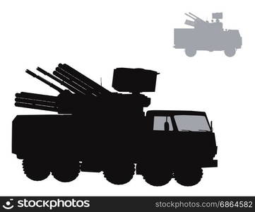 Military silhouettes. Vector AA gun. Vector warfare — Stockphotos.com