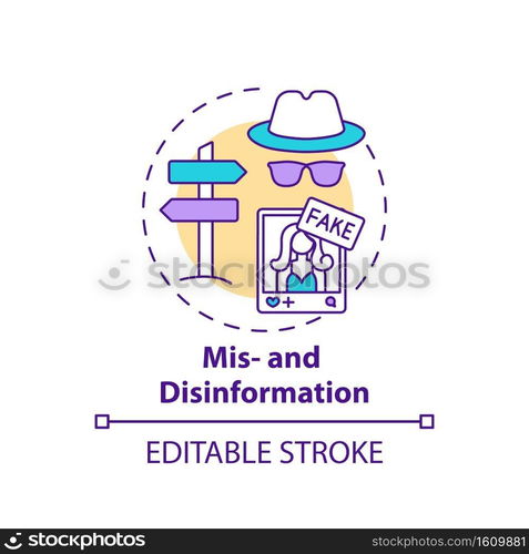 Misinformation and disinformation concept icon. Social media ...