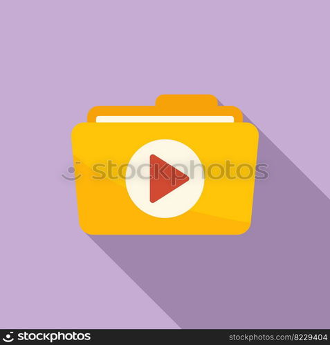 Movie folder icon flat vector. Montage film. Motion edit. Movie folder ...