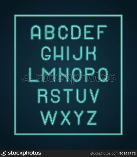 Neon alphabet. Lighting letters glow font vector lettering. Alphabet ...
