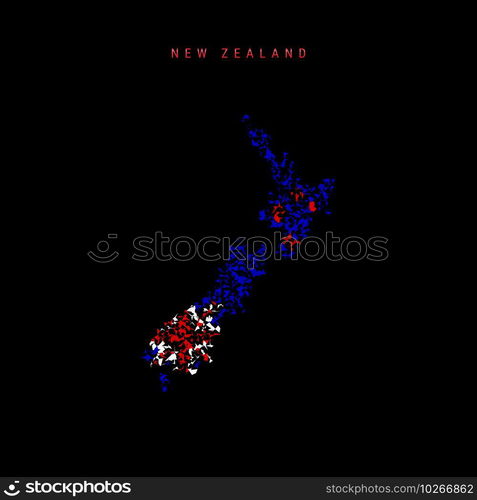 New Zealand flag map, chaotic particles pattern in the colors of the ...