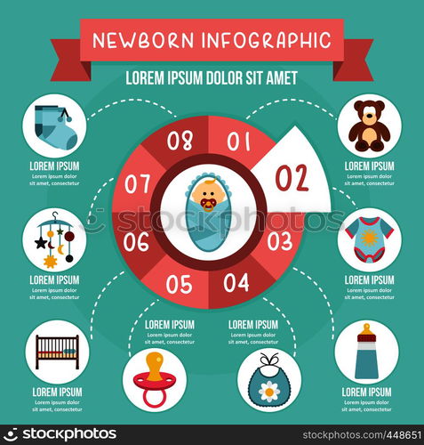 Newborn infographic banner concept. Flat illustration of newborn ...