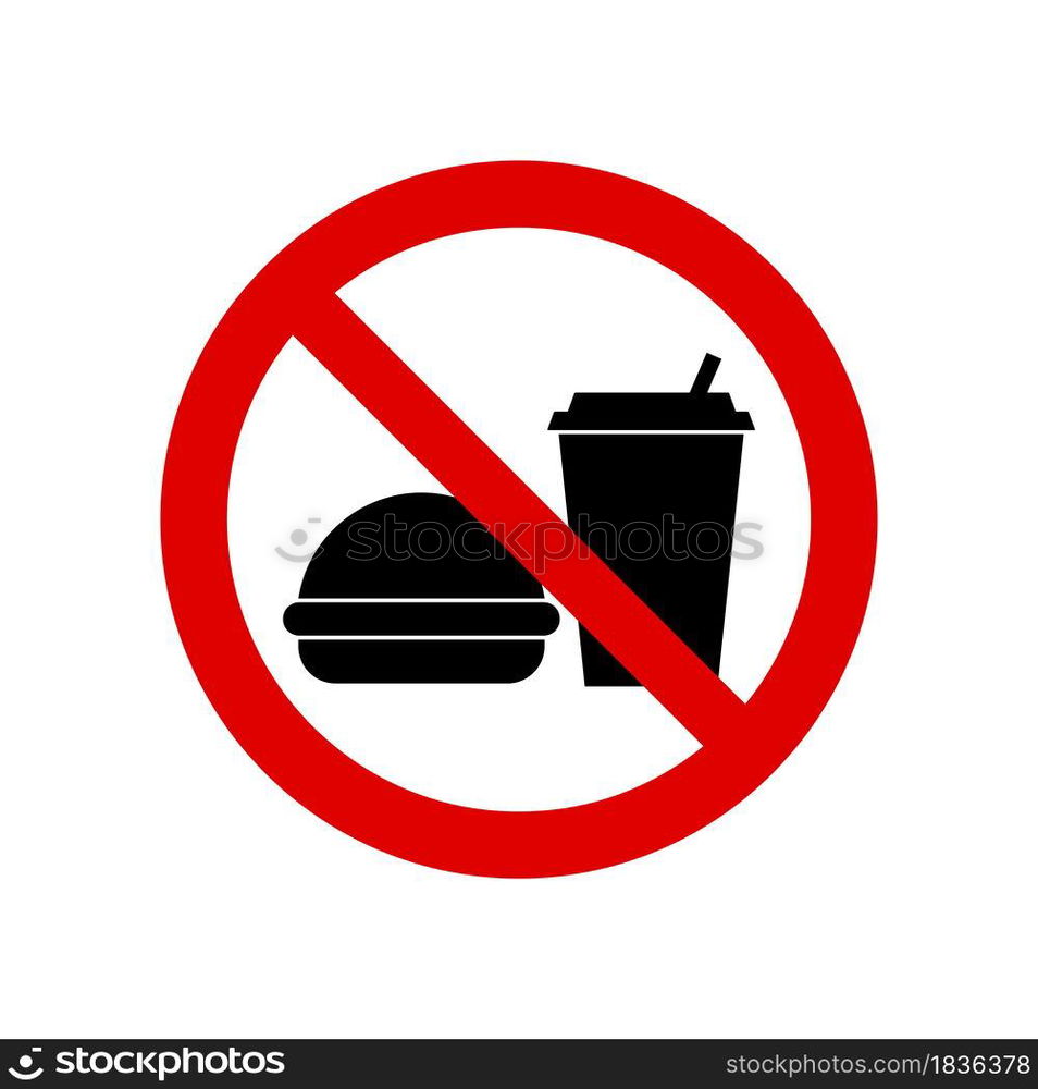 No food allowed prohibition sign. No symbol, do not sign, circle ...