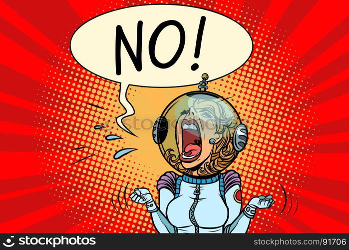 No screaming girl astronaut. Comic book cartoon pop art retro vector ...